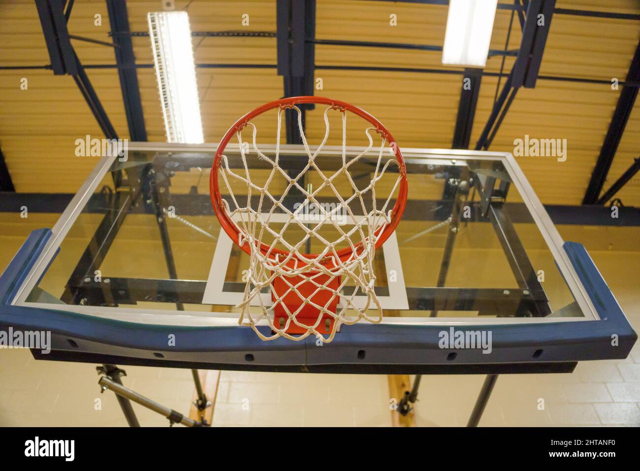 A selective of a basketball hoop in a stadium Stock Photo - Alamy