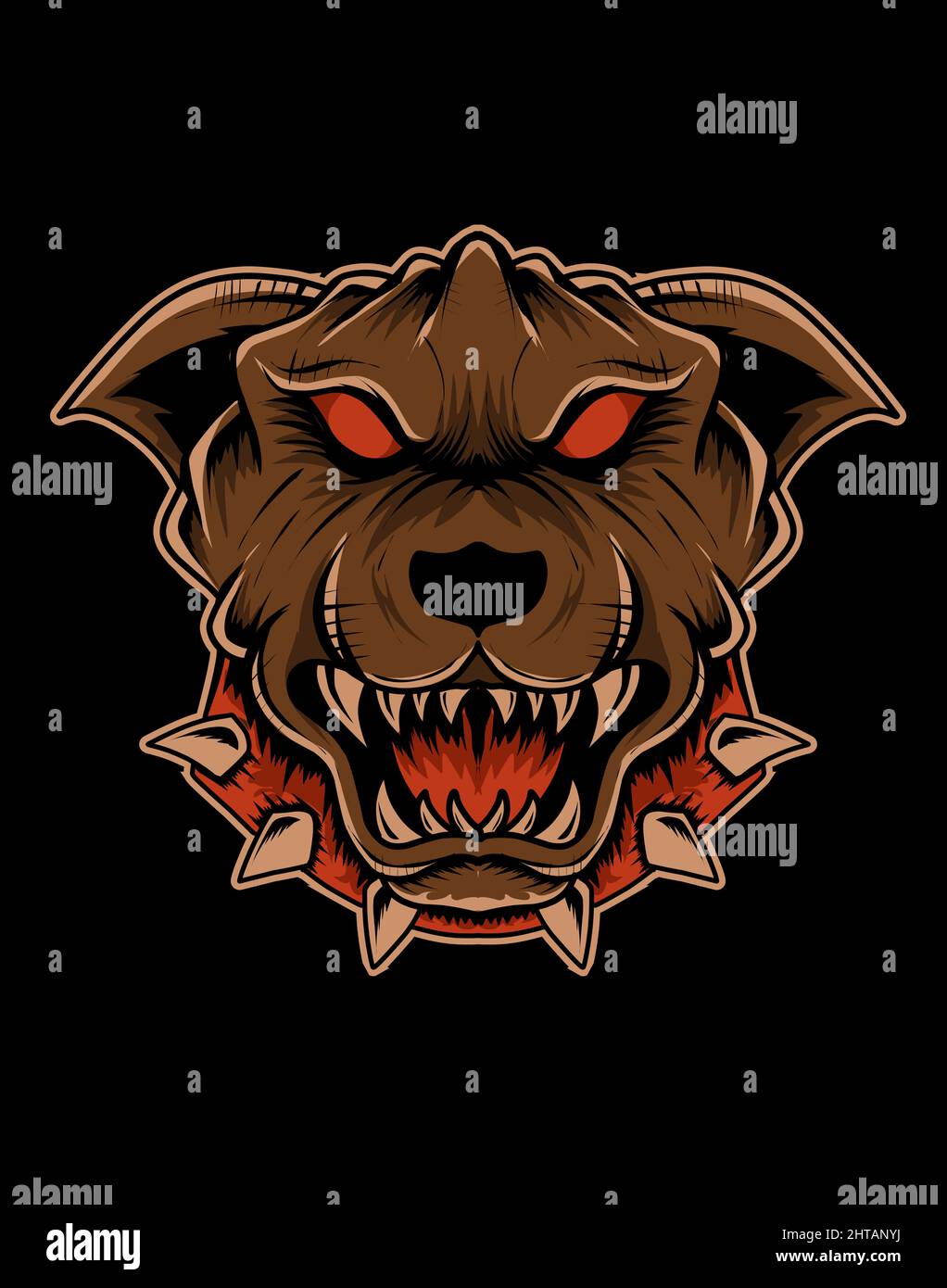 illustration angry dog head with collar Stock Vector Image & Art - Alamy