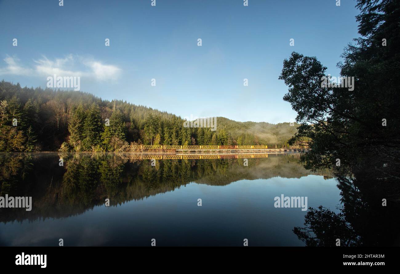 Train Over Black's Arm, North Tenmile Lake, Oregon Stock Photo - Alamy