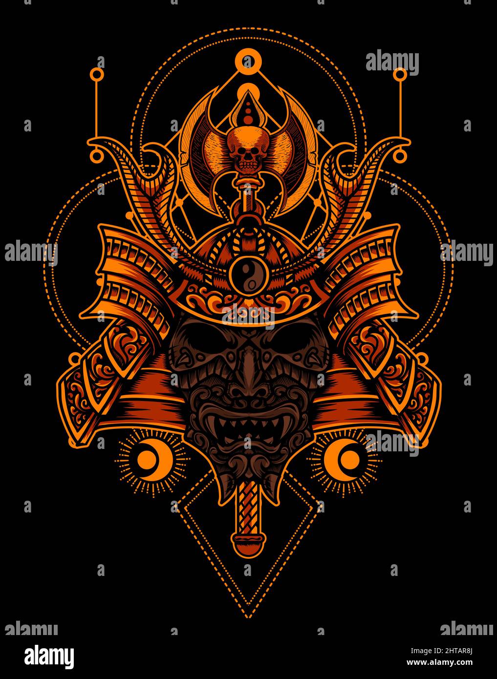 illustration vector samurai head with sacred geometry Stock Vector ...