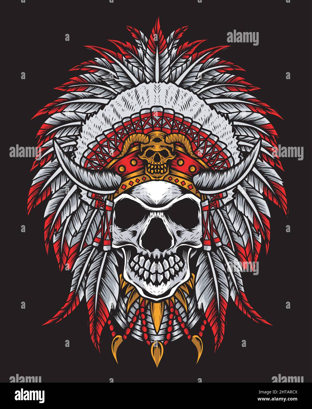 illustration vector indian apache skull head Stock Vector Image & Art ...
