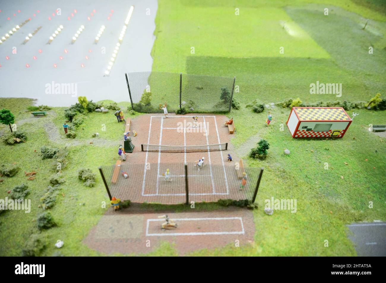 Tennis court model in an indoor miniature exposition Stock Photo - Alamy