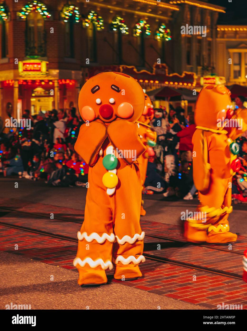 Closeup of a Blushing gingerbread man at Christmas parade Stock Photo ...