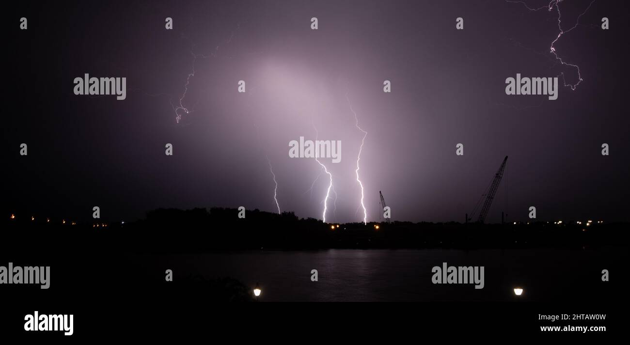 Evening scene of a thunder Stock Photo - Alamy