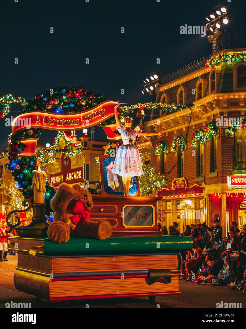 Closeup of a Ballerina and Teddy Bear on Parade float Stock Photo - Alamy