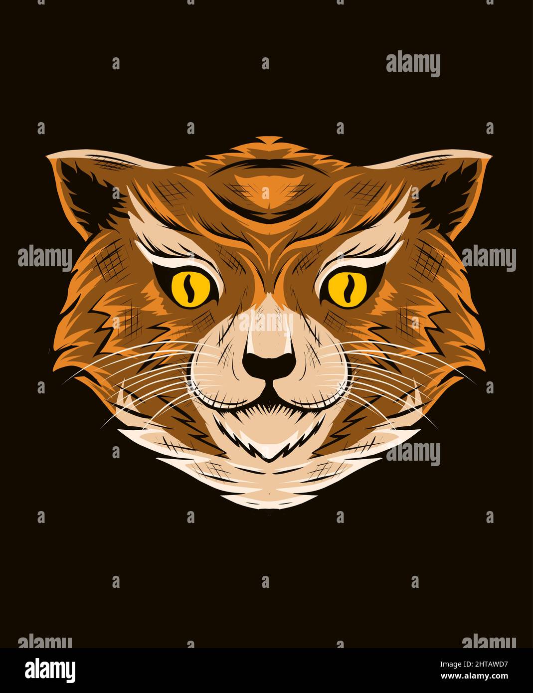 illustration vector cat head on black background Stock Vector Image ...