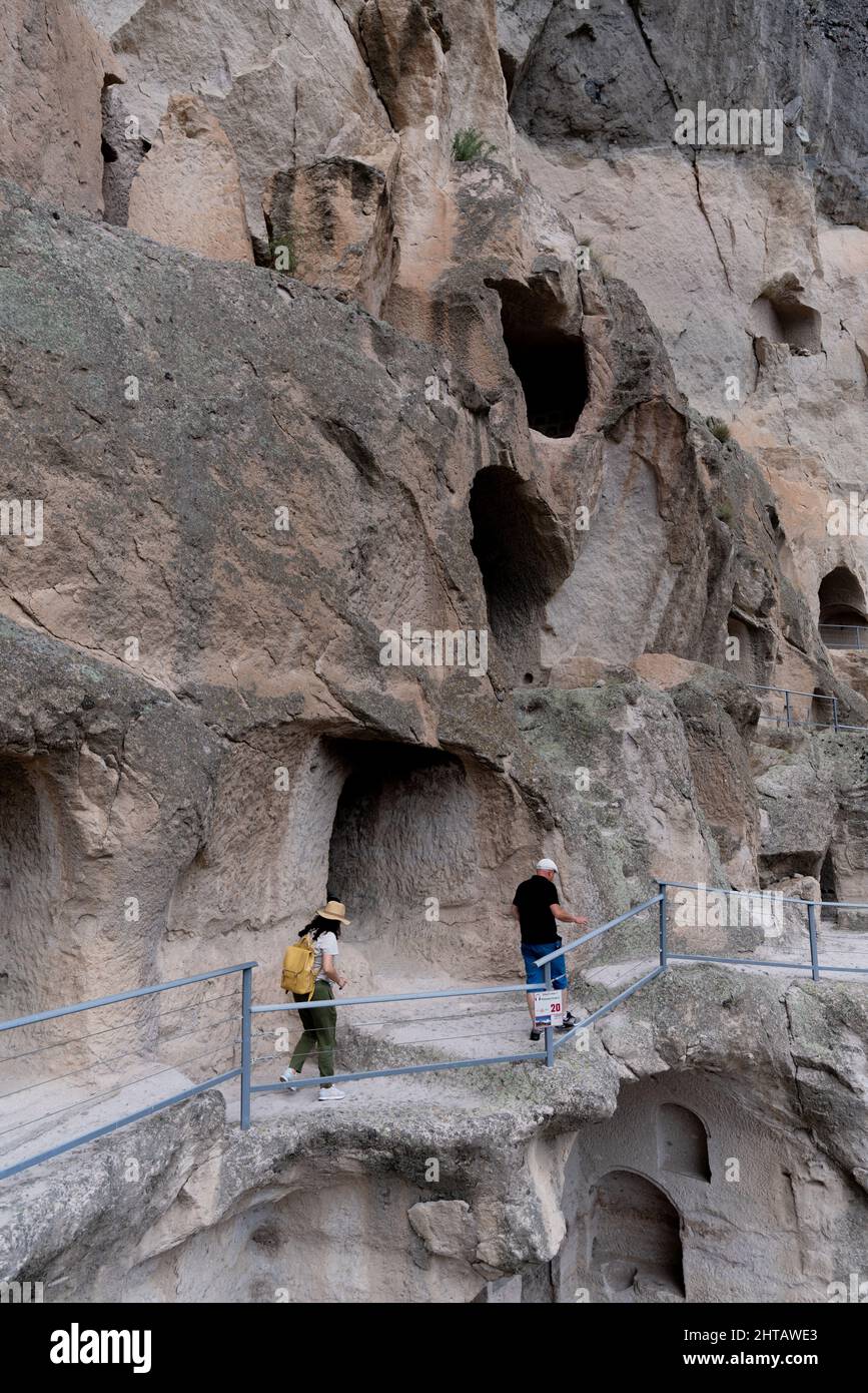 Vertical Shot At The Vardzia Rock Cut Complex In Georgia Stock Photo Alamy
