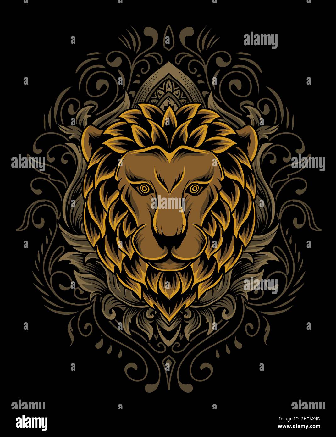 Lion head engraving Stock Vector Images - Alamy