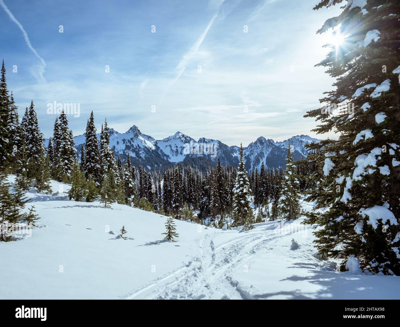 Aerial shot ski tracks hi-res stock photography and images - Alamy