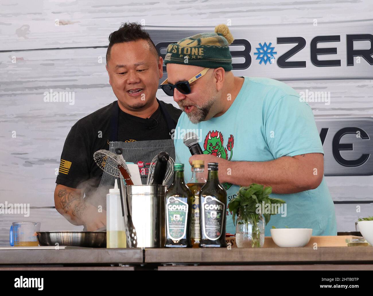 MIAMI BEACH, FL - FEBRUARY 27: Chefs Jet Tila and Duff Goldman are seen ...