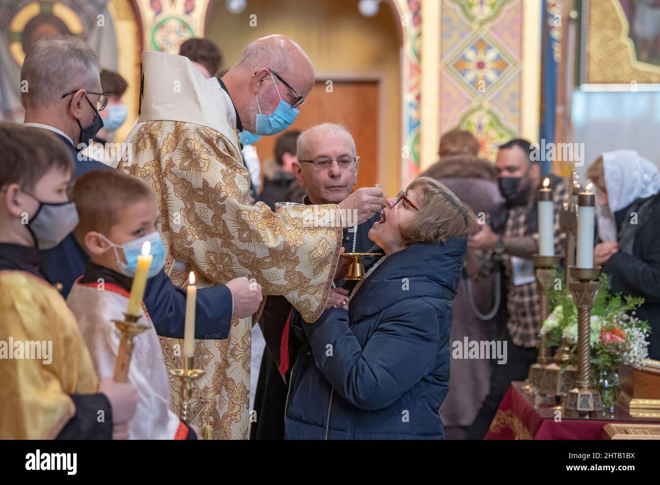 Communion in ukrainian catholic church hi-res stock photography and ...