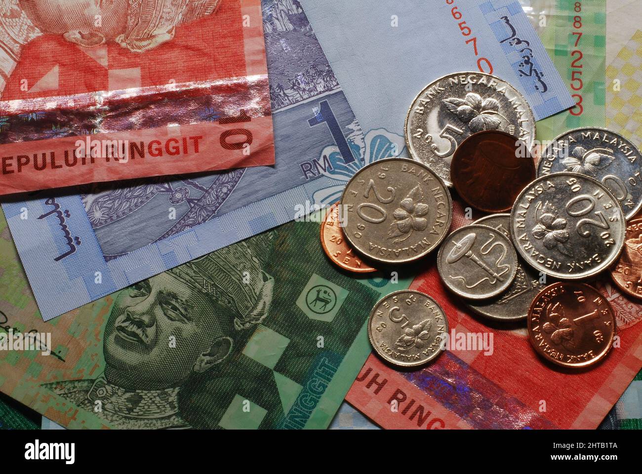 Closeup shot of different sizes of the Malaysian Ringgit notes and ...