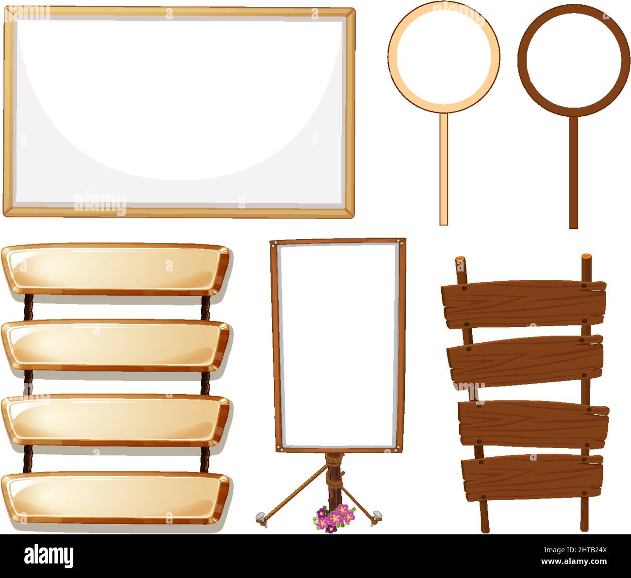 Set of wooden sign banner illustration Stock Vector Image & Art - Alamy