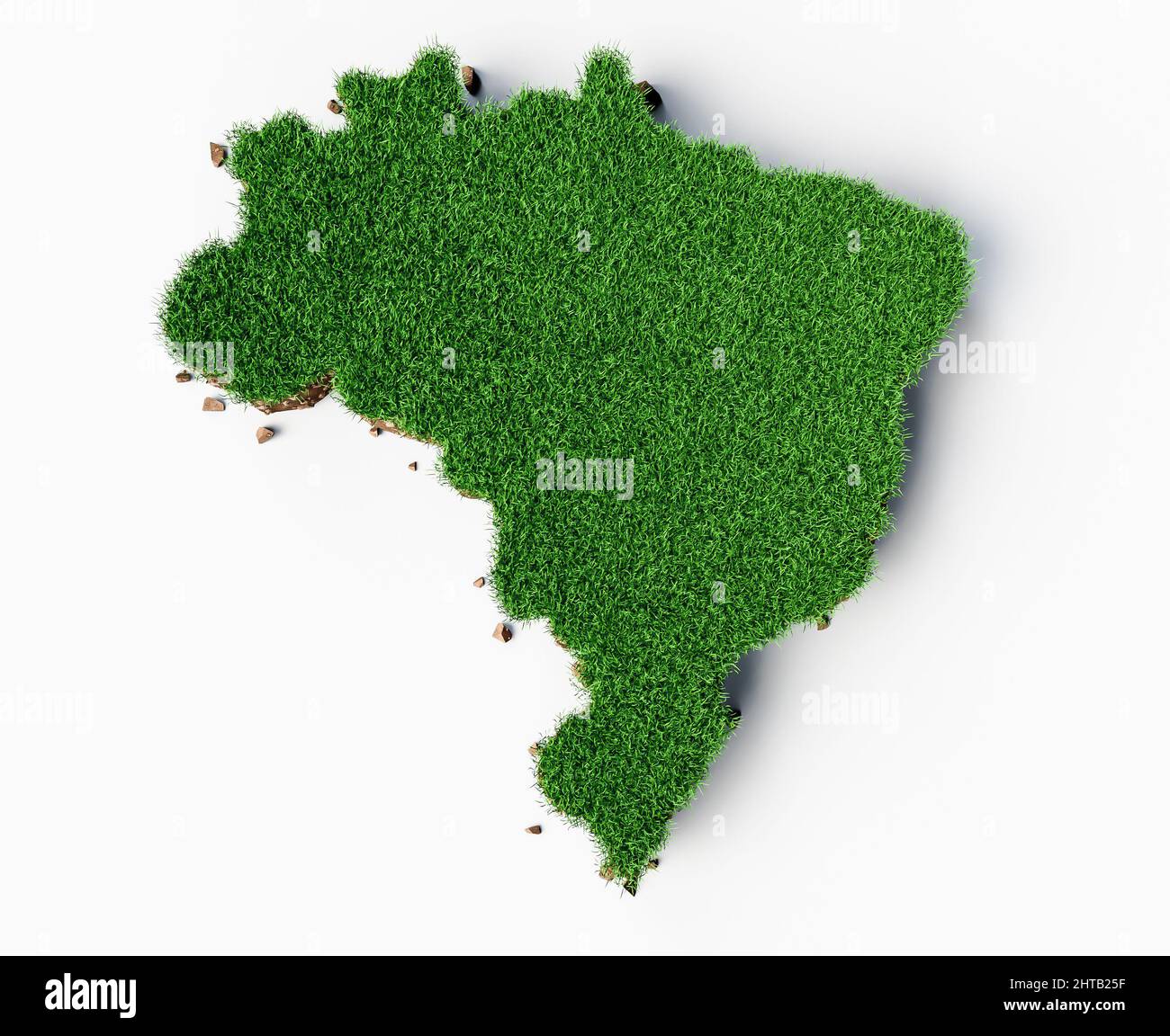 3D rendering of Brazil Map with grass surface Stock Photo - Alamy