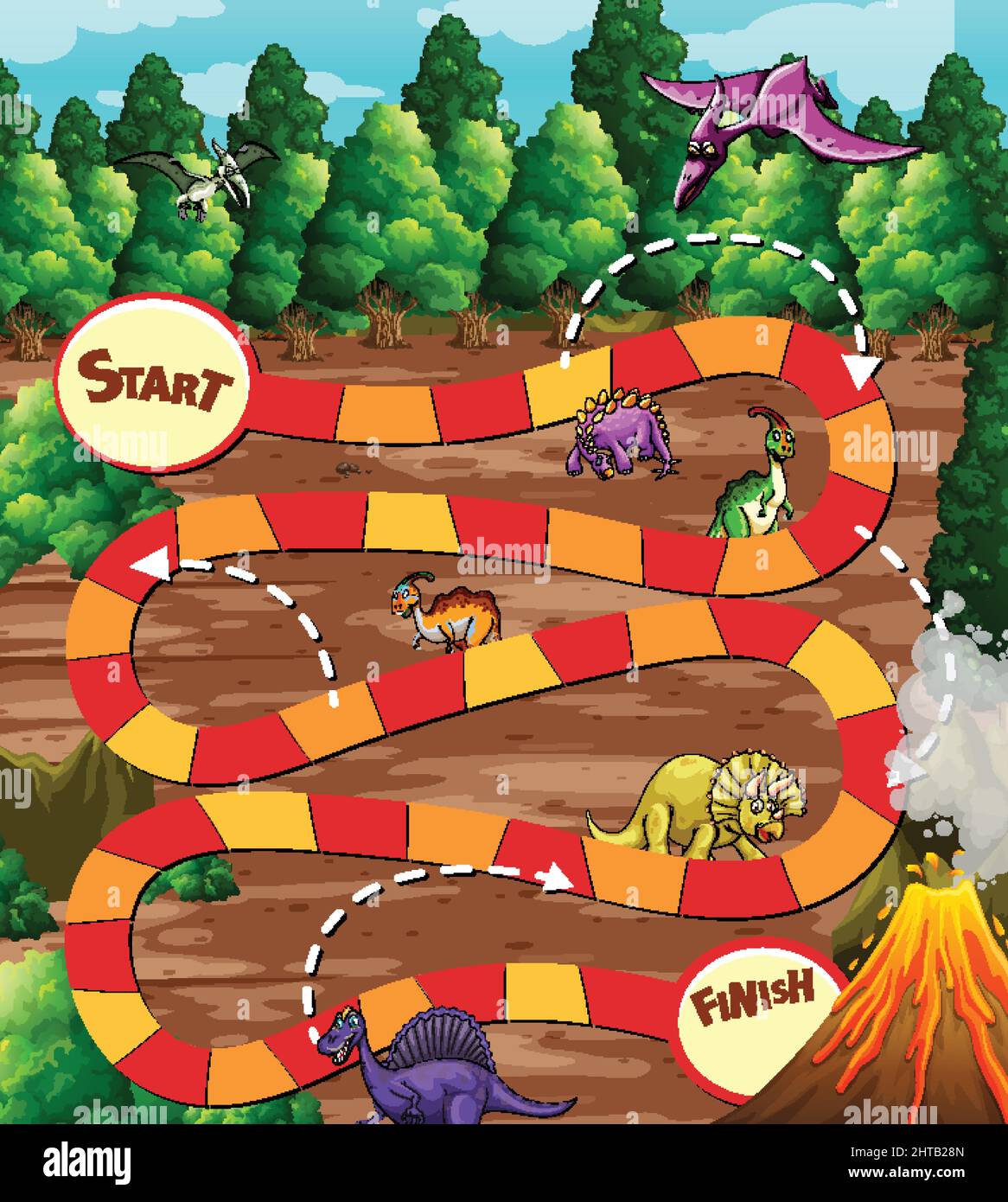 Counting numbers game template with dinosaur theme illustration Stock ...