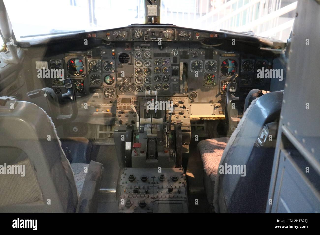 Inside of pilot cabin in Seattle aviation museum Stock Photo - Alamy