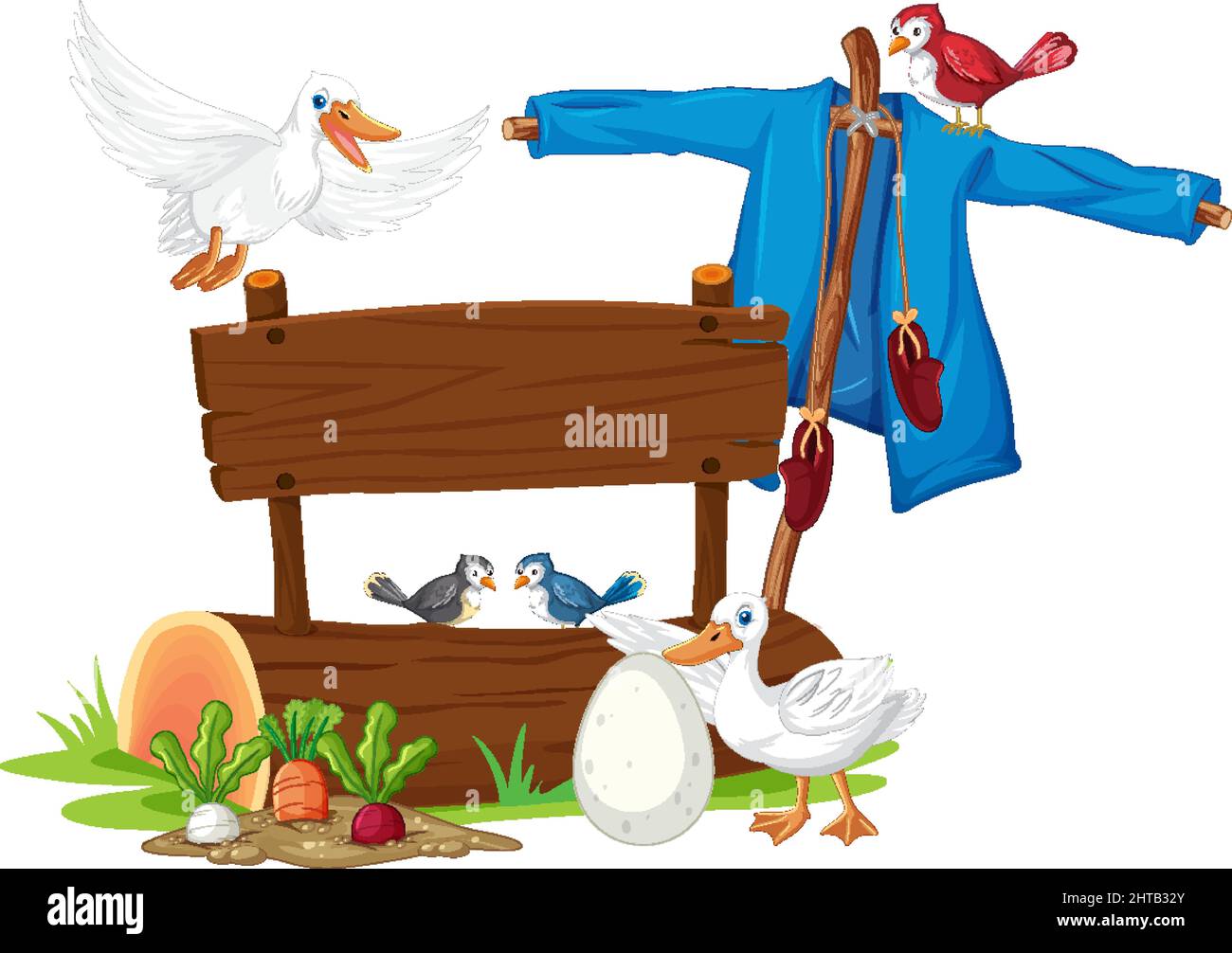 Duck with wooden sign banner illustration Stock Vector Image & Art - Alamy