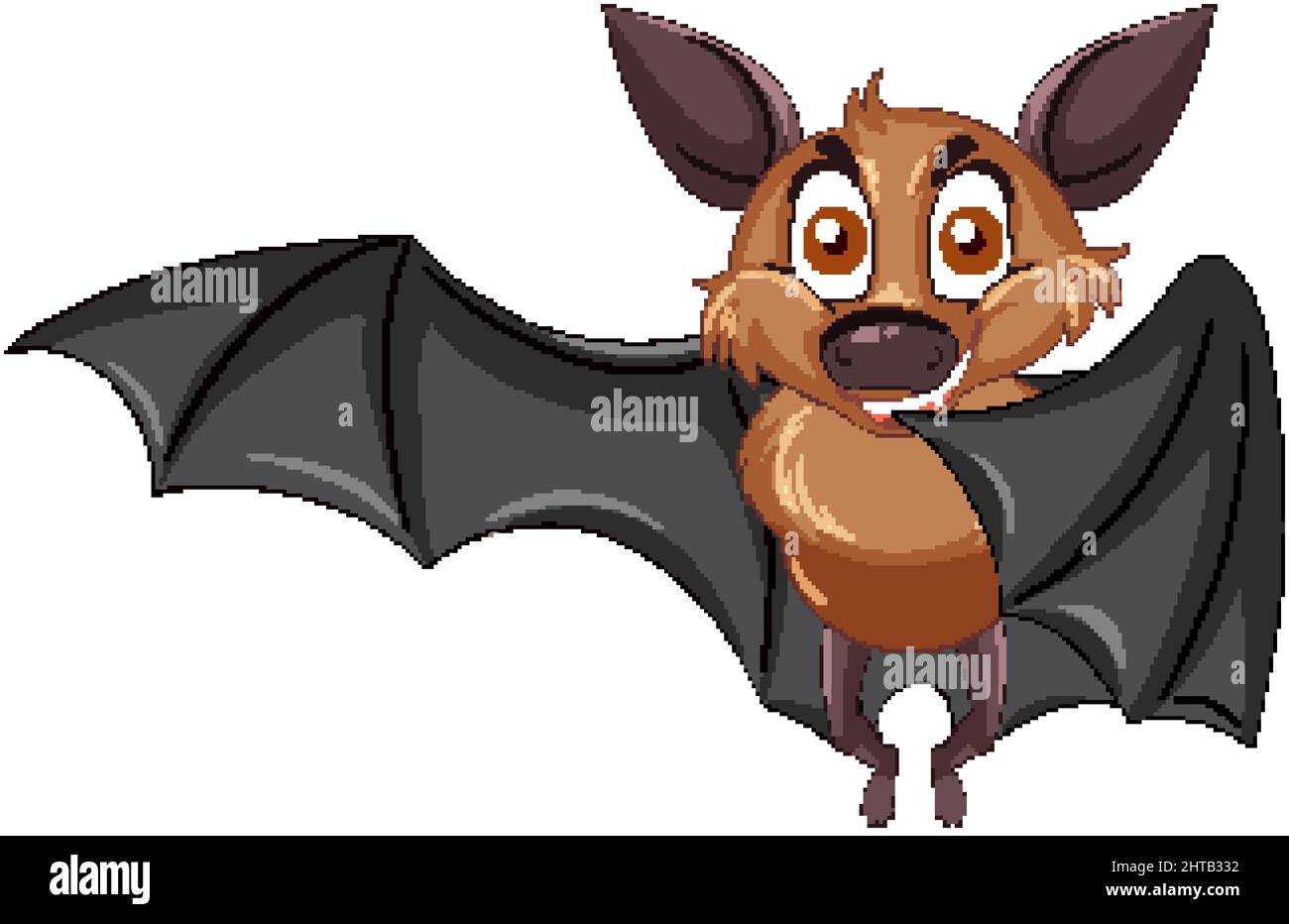 Brown bat cartoon character on white background illustration Stock ...