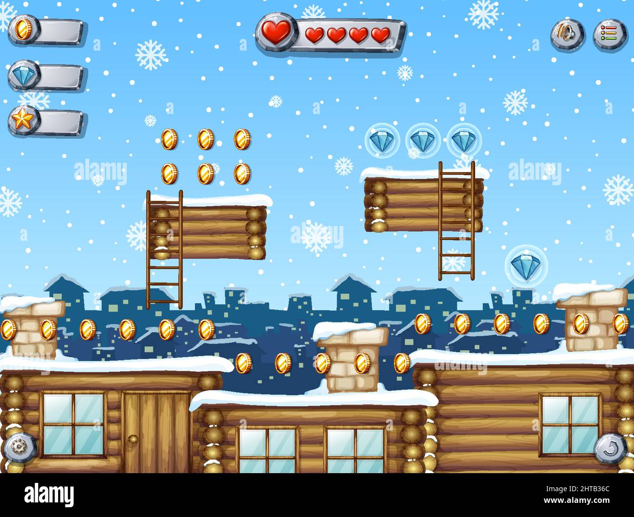 A game template snowing background illustration Stock Vector Image ...