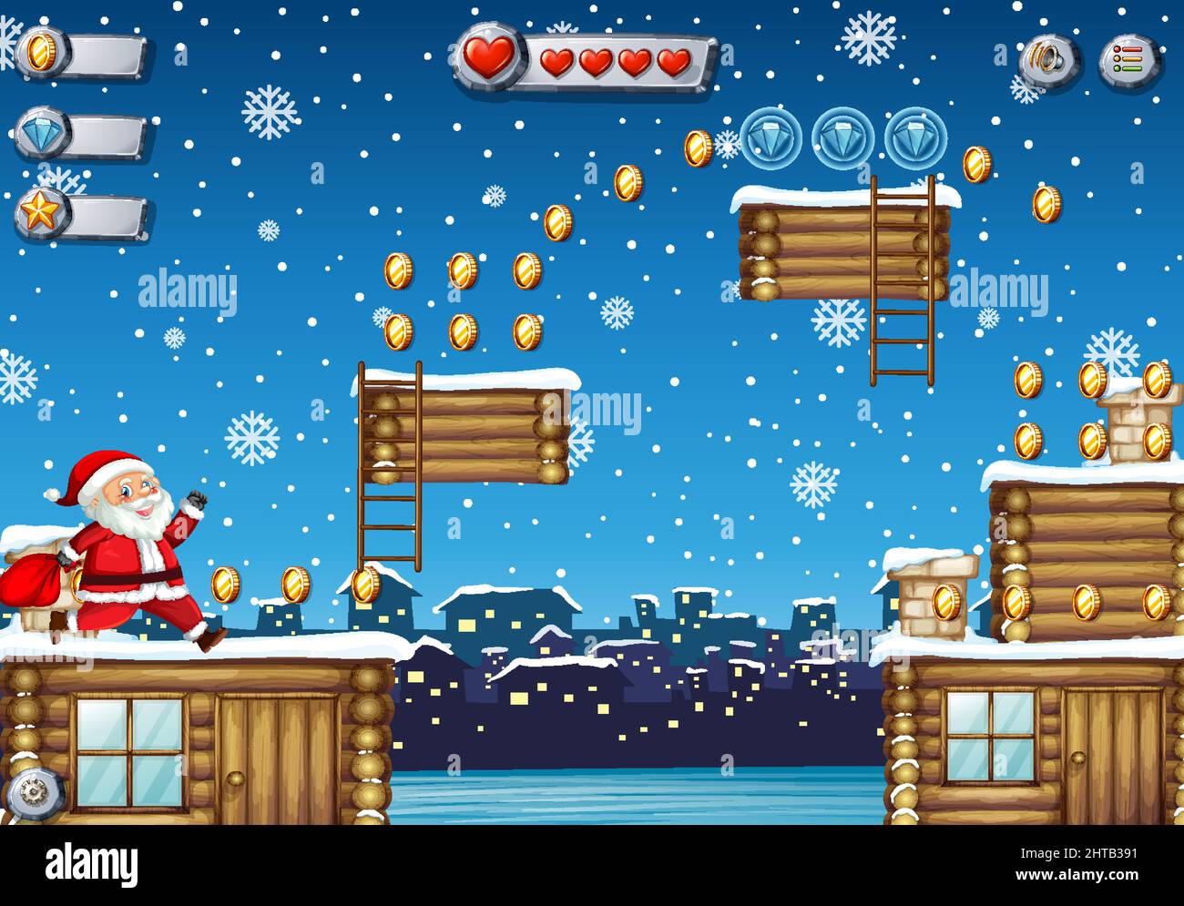 A game template snowing background illustration Stock Vector Image ...
