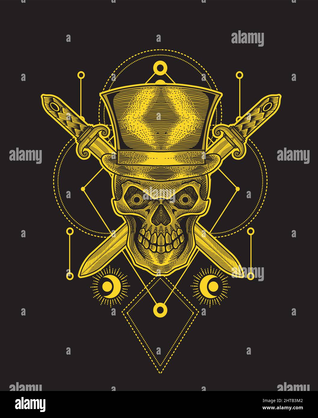 Two skull vintage retro Stock Vector Images - Alamy