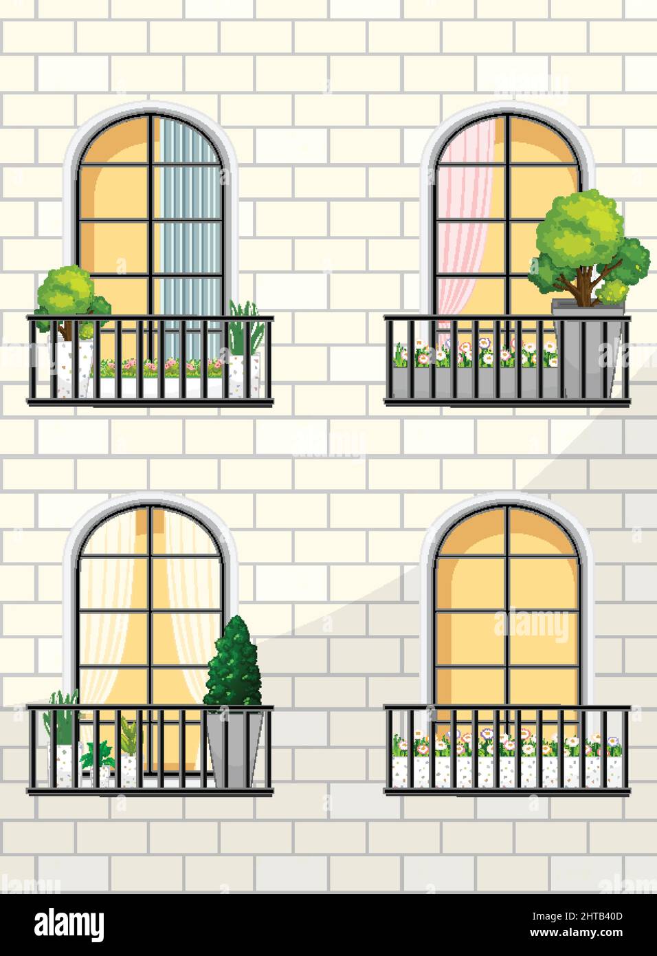Apartment building balcony facade illustration Stock Vector Image & Art ...