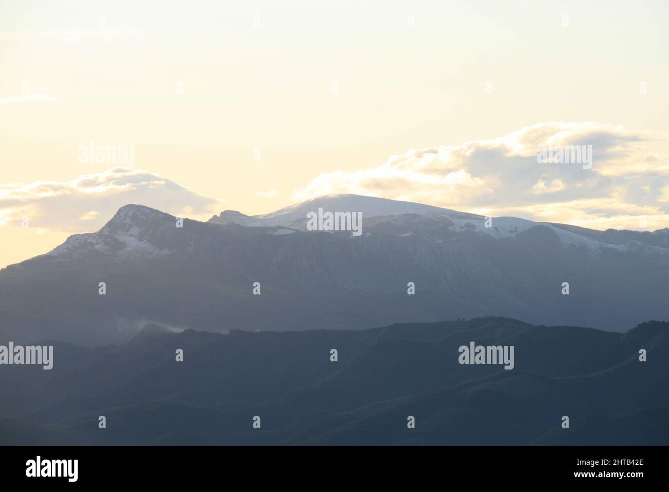 Landscape of mountains under the sunlight in the Basque Country, Spain ...