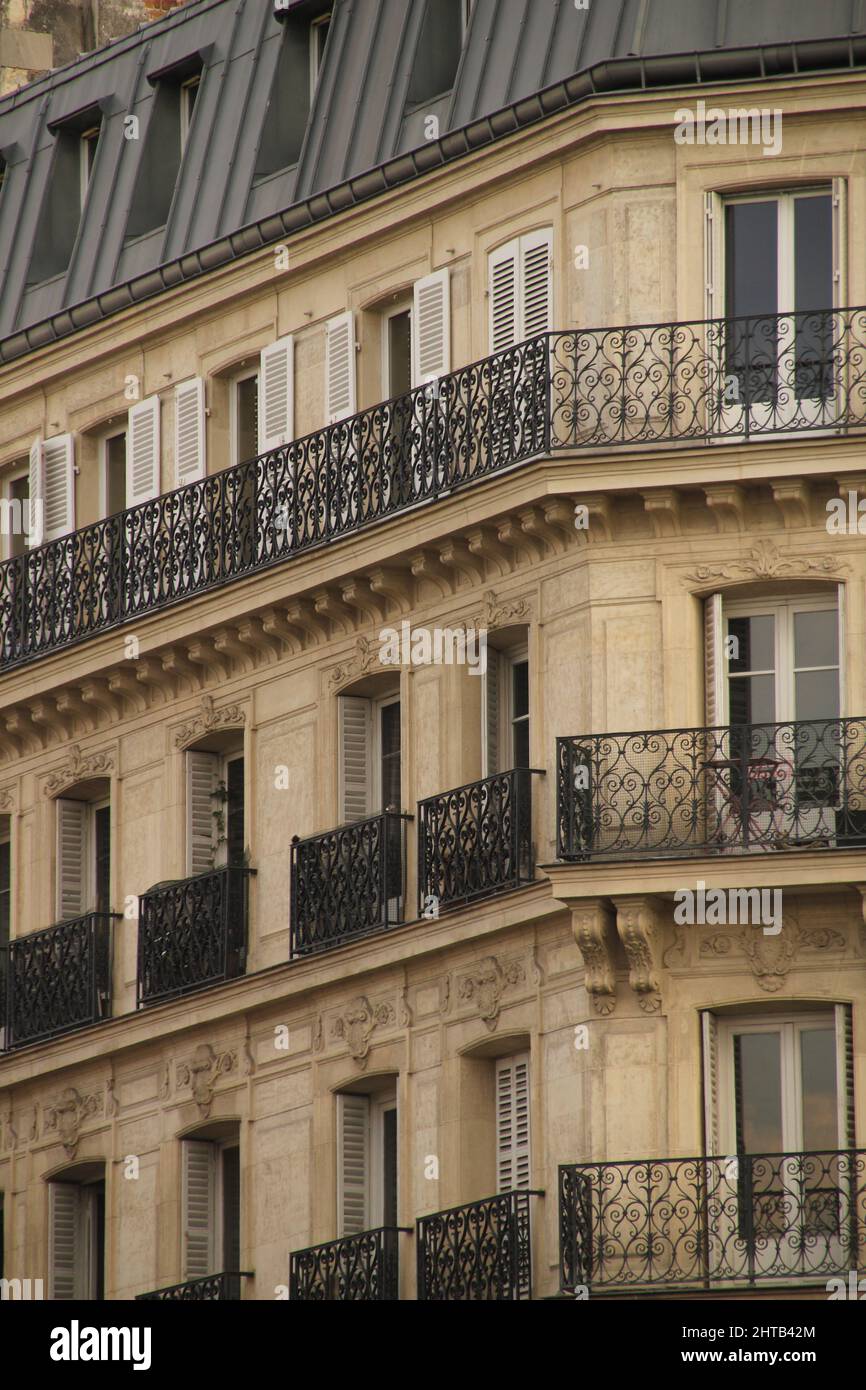 The beautiful and old-style balconies in Paris, French Stock Photo - Alamy