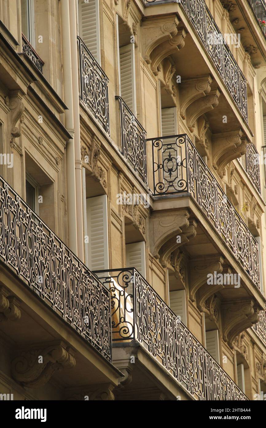 The beautiful and old-style balconies in Paris, French Stock Photo - Alamy