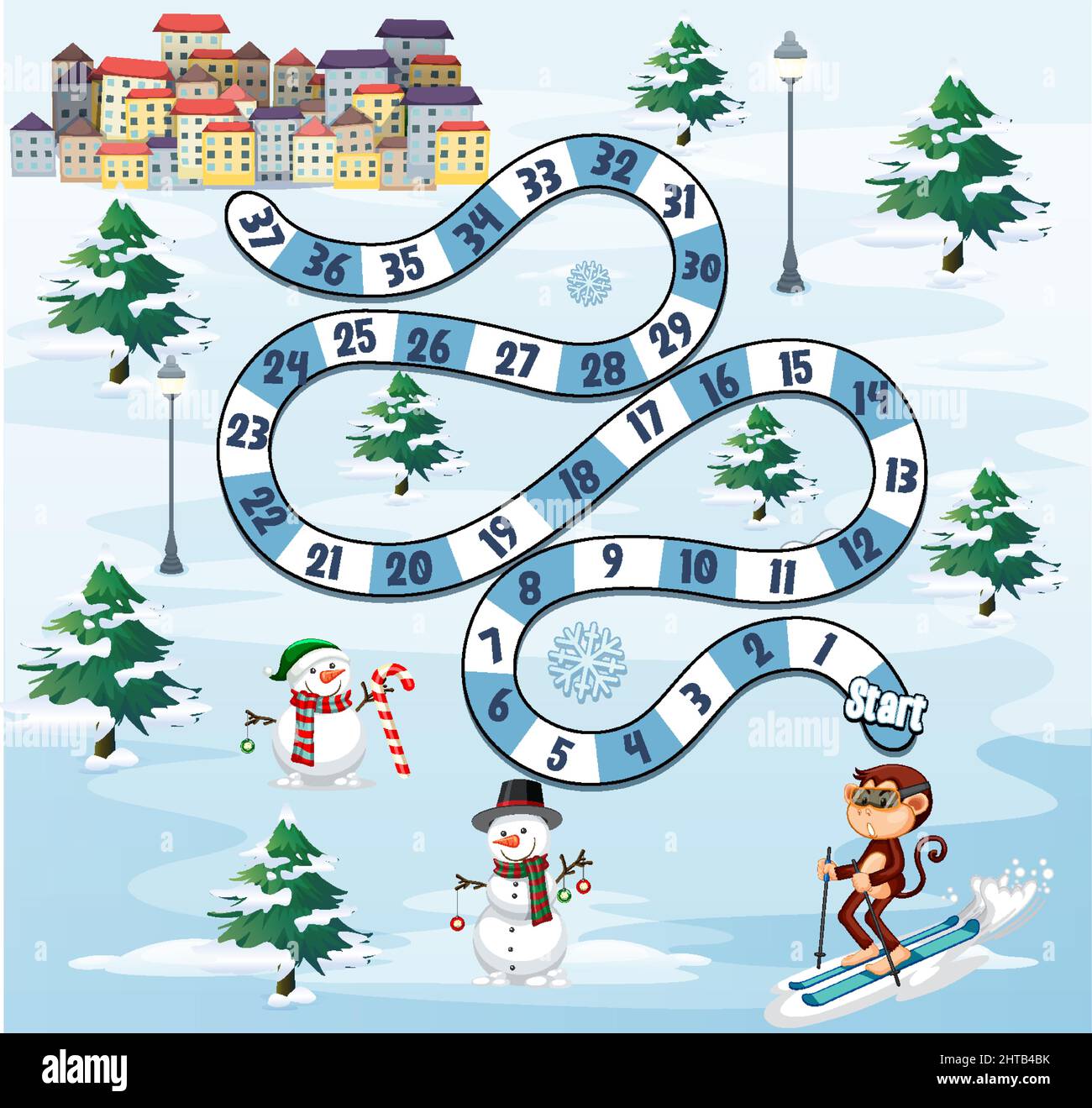 Counting number game template in snow theme illustration Stock Vector ...