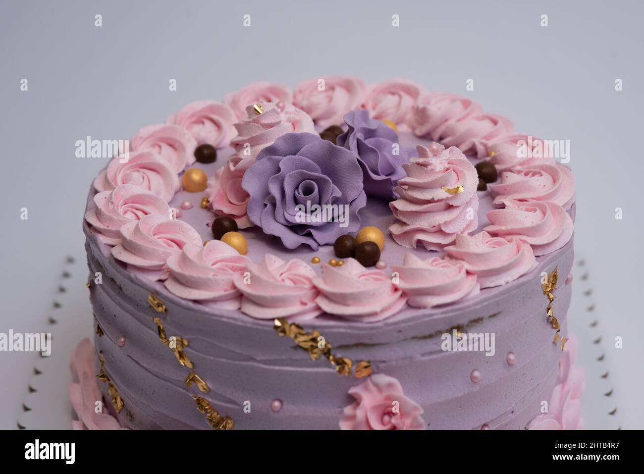 Photo of pink buttercream cake with buttercream frosting Stock Photo ...