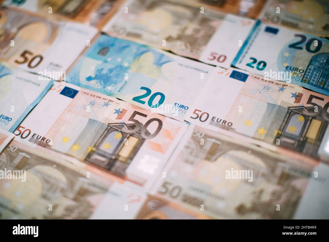 Euro money. Banknotes background for design. Many euro banknotes piled ...