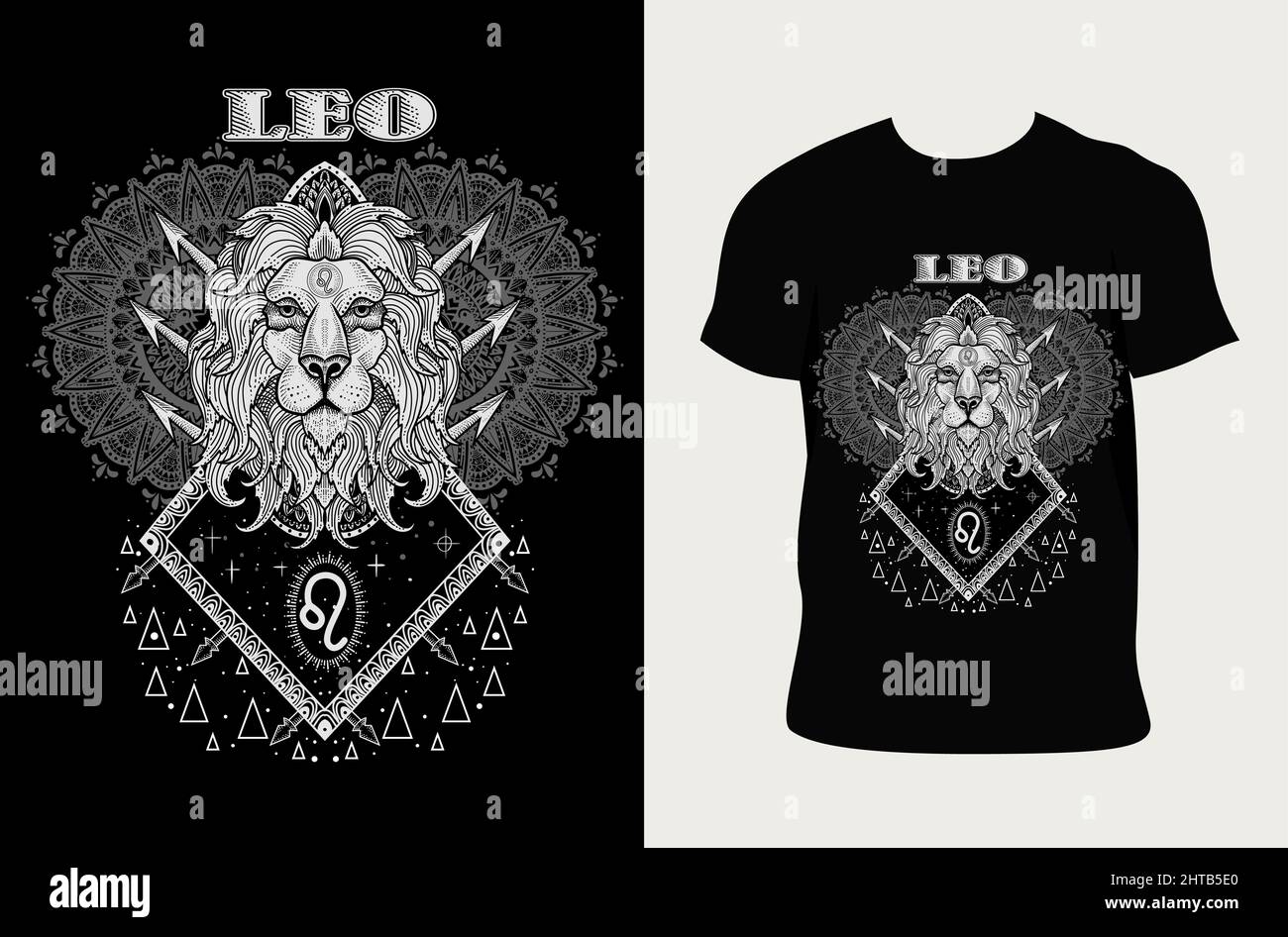 illustration Leo zodiac symbol with t shirt design Stock Vector Image ...