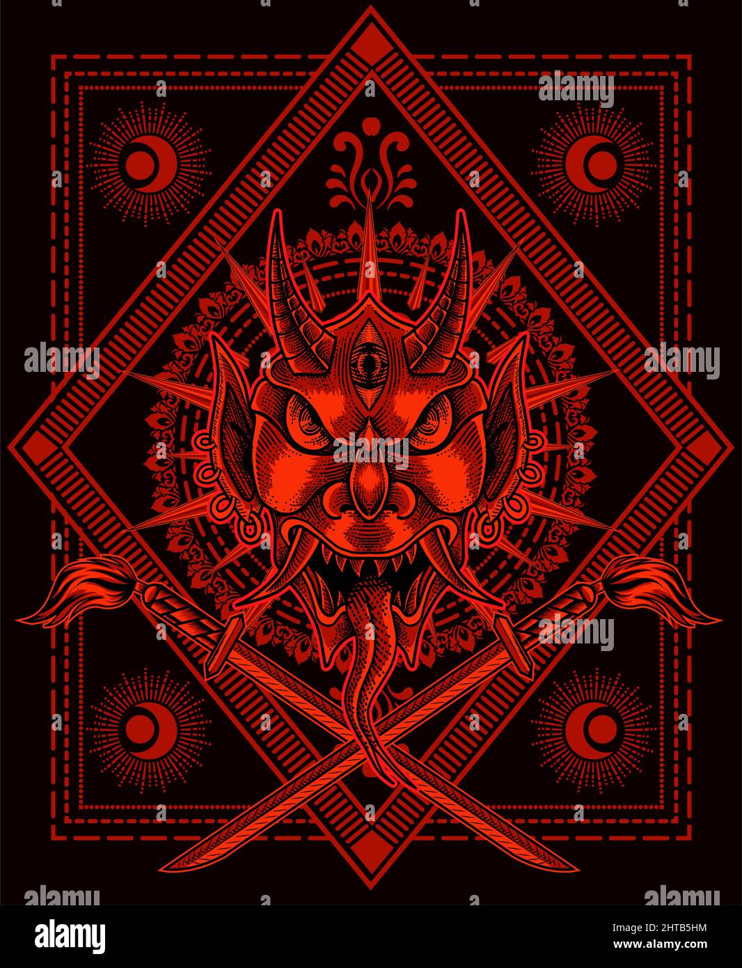 illustration vector oni mask with sacred geometry Stock Vector Image ...