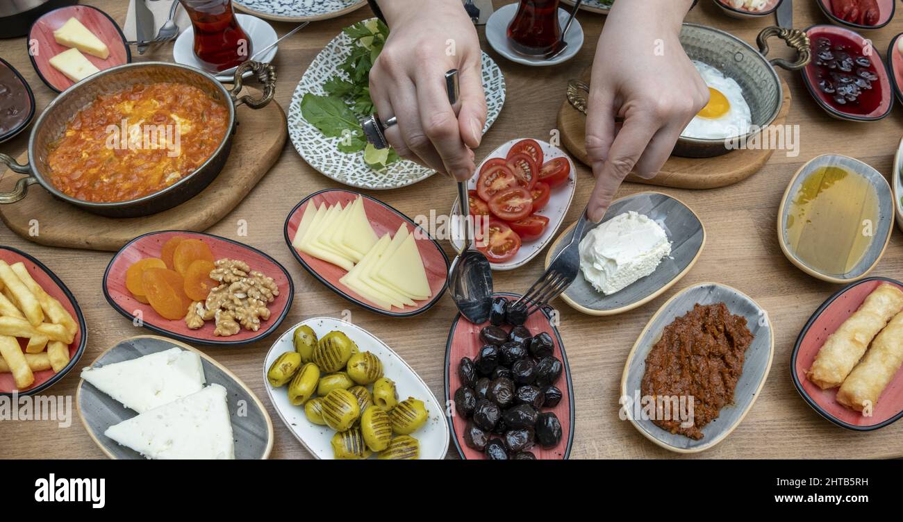 Traditional Turkish Breakfast Table Stock Photo - Alamy