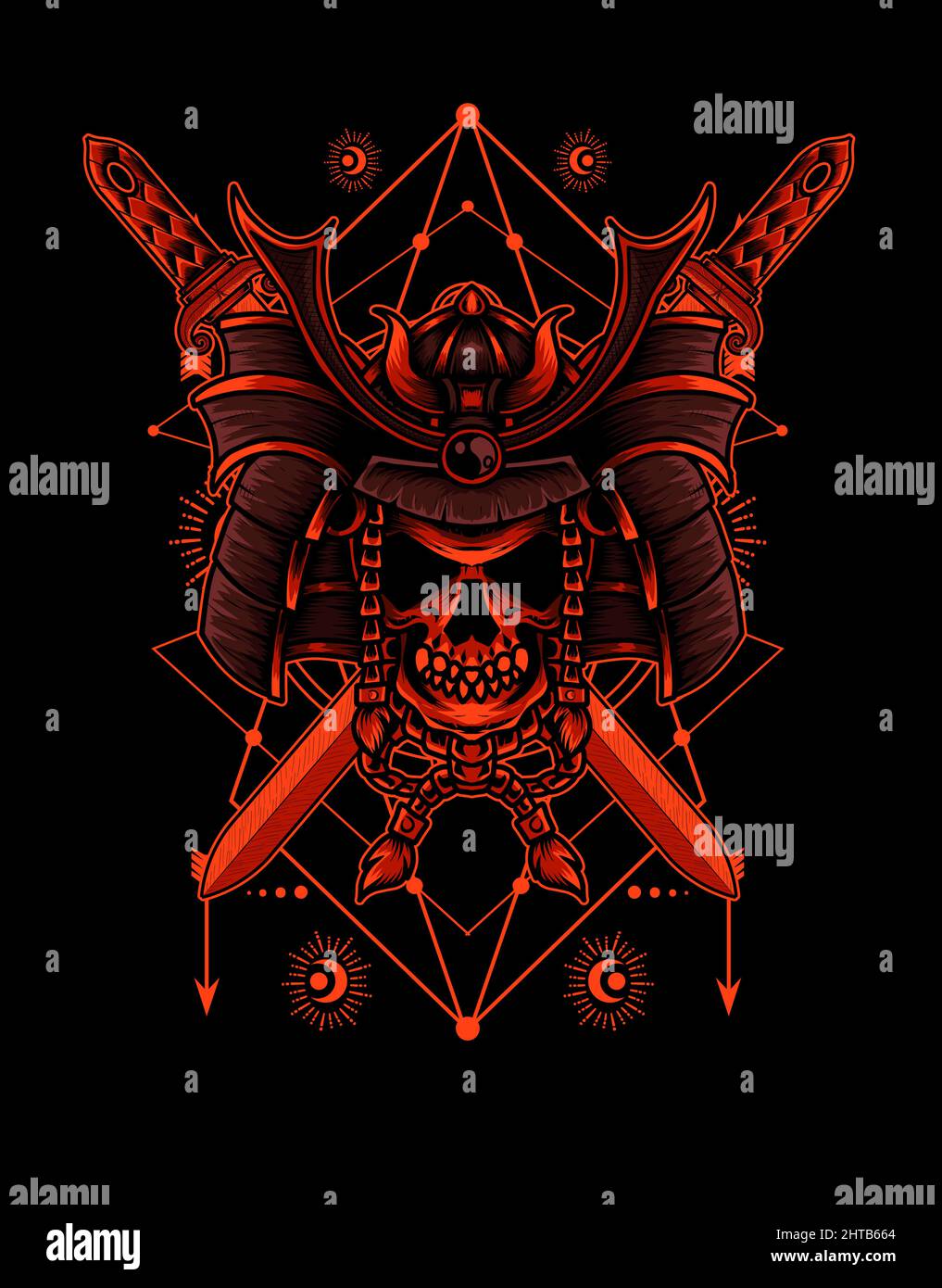 illustration vector samurai mask with sacred geometry Stock Vector ...