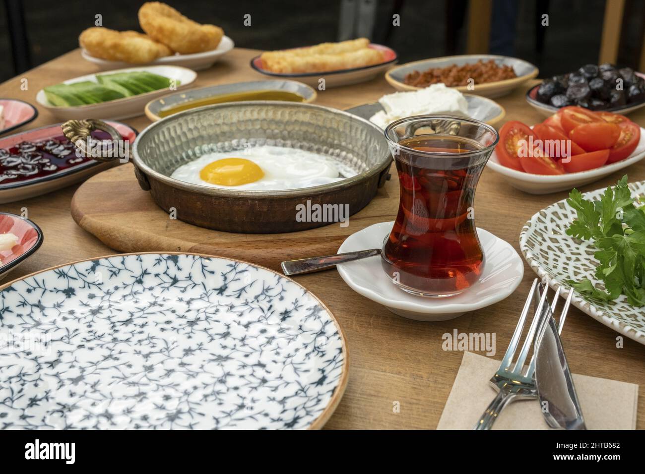 Traditional Turkish breakfast table Stock Photo - Alamy