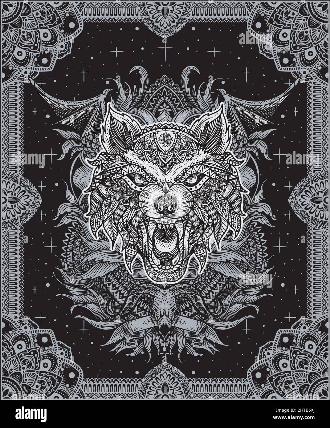 Wild goat engraving Black and White Stock Photos & Images - Alamy