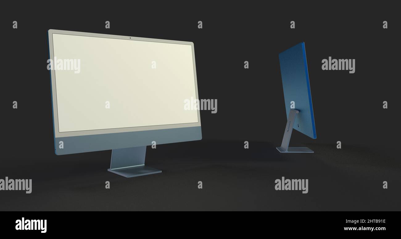 Computer monitors with blank white screen Stock Photo - Alamy