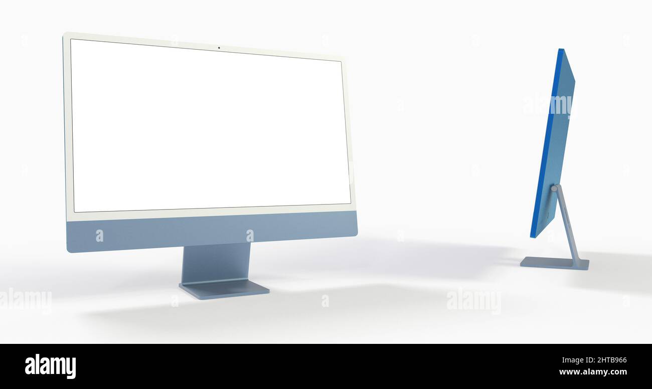 Computer monitor with blank white screen Stock Photo - Alamy