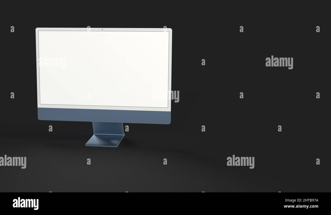 Computer monitor with blank white screen Stock Photo - Alamy
