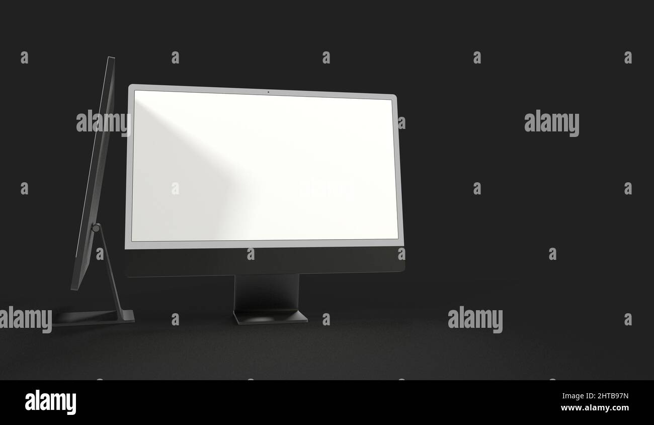 3D rendering of computer displays with blank white screen Stock Photo ...