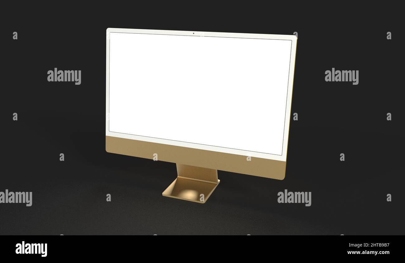 Computer monitor with blank white screen Stock Photo - Alamy