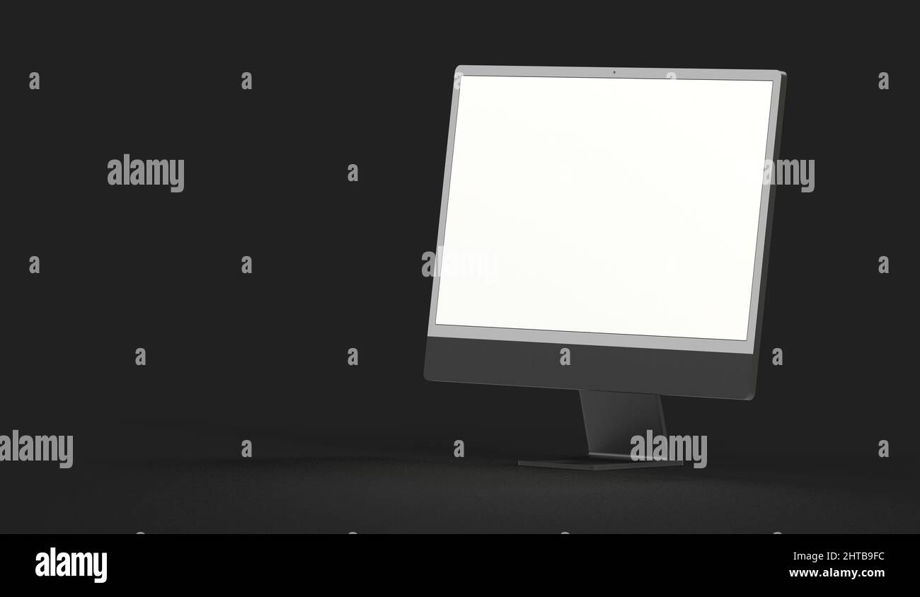 3D rendering of a computer display with blank white screen Stock Photo ...