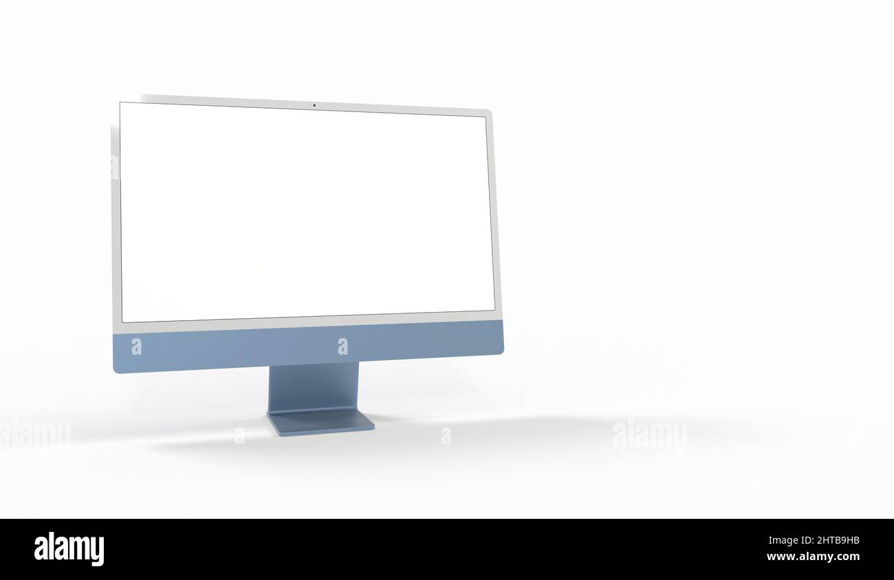 3D rendering of a computer display with blank white screen Stock Photo ...