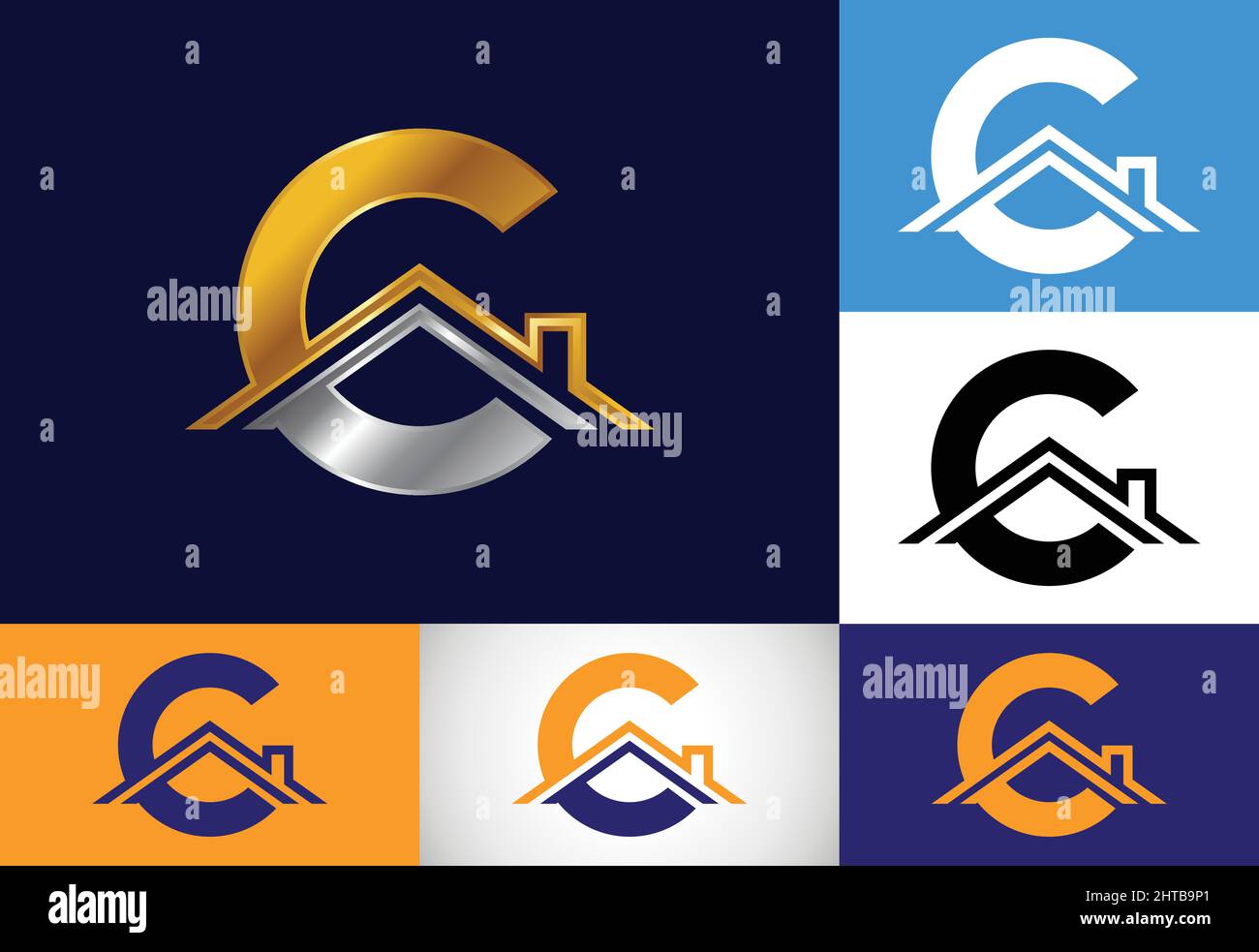 Initial C monogram alphabet with the roof. Home or house sign. Real ...