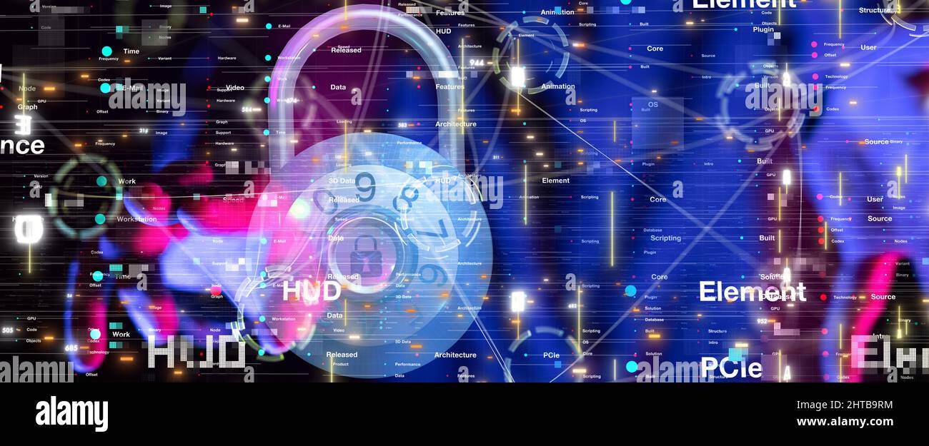 Illustration of a padlock against data background - cybersecurity ...