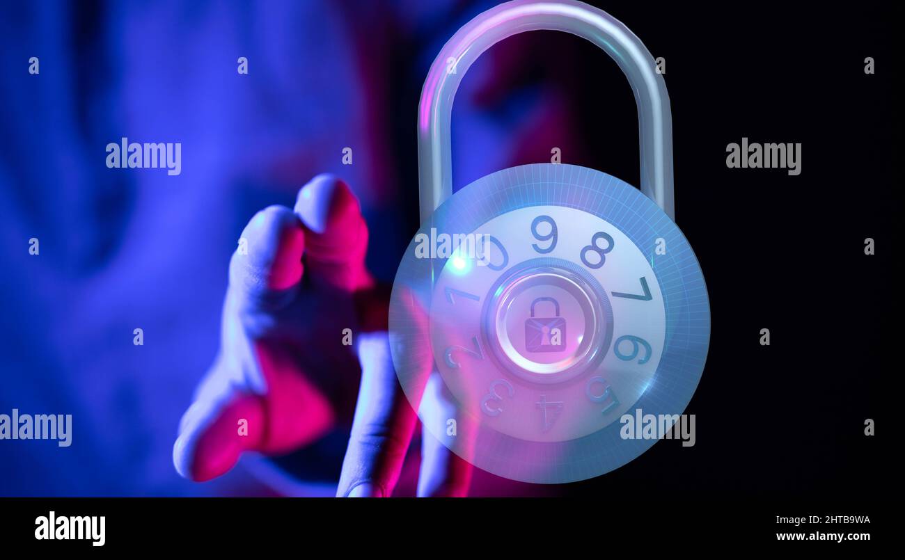 Illustration of Cybersecurity and information protection Stock Photo ...