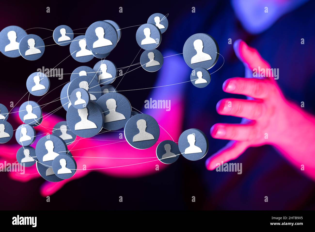 An illustration of internet net and data digital concept in a hand ...