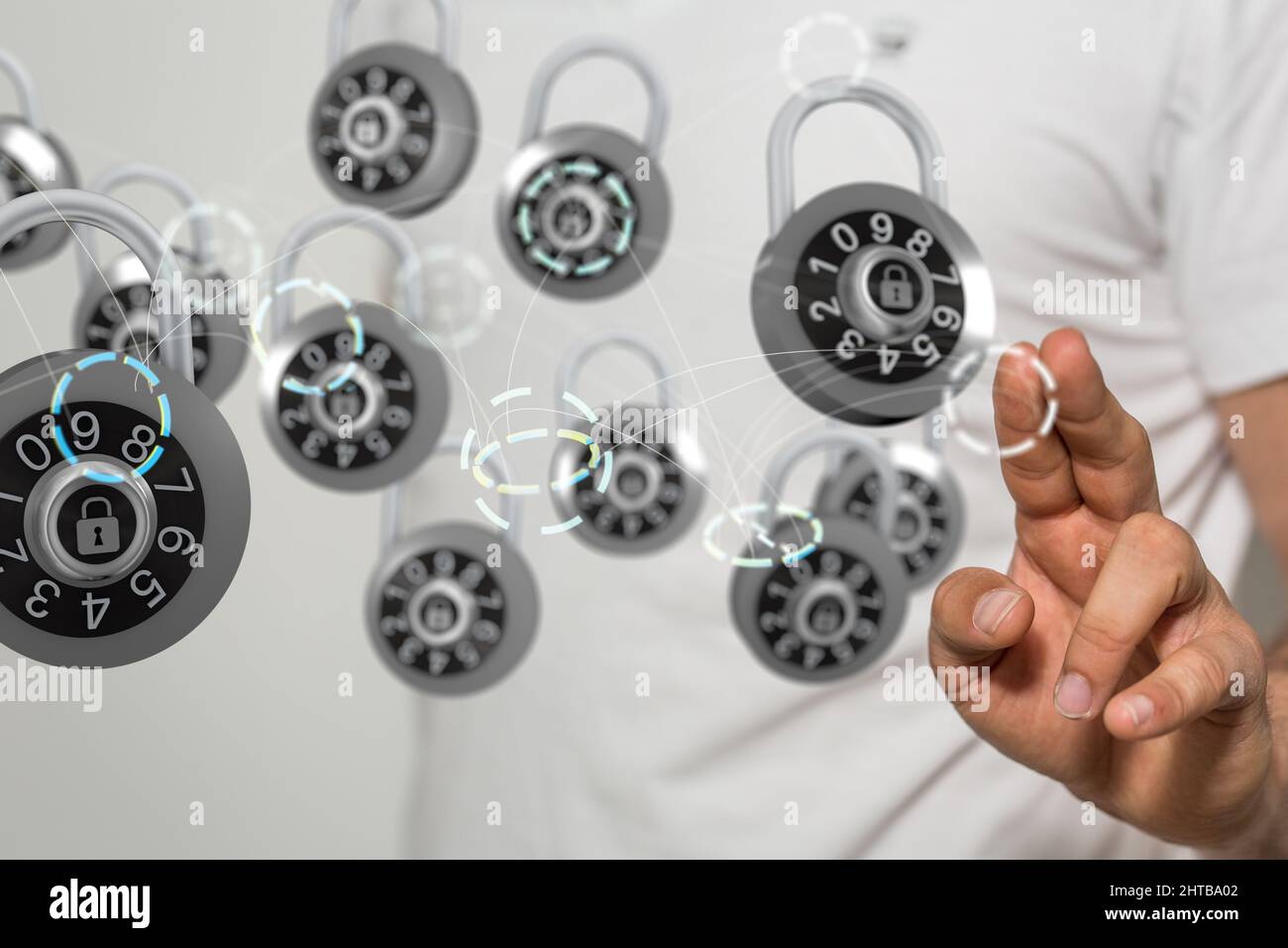 3D illustration of Cybersecurity and information protection Stock Photo ...